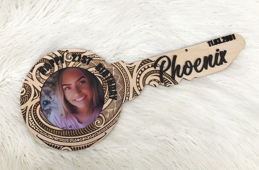 21st Key, Birthday Key, Photo Birthday Key, Wooden Key, Māori 21st Key ...