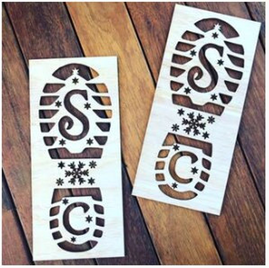 Santa Foot Prints, Santa Footprint Stencil, Christmas Santa Claus Boot ...