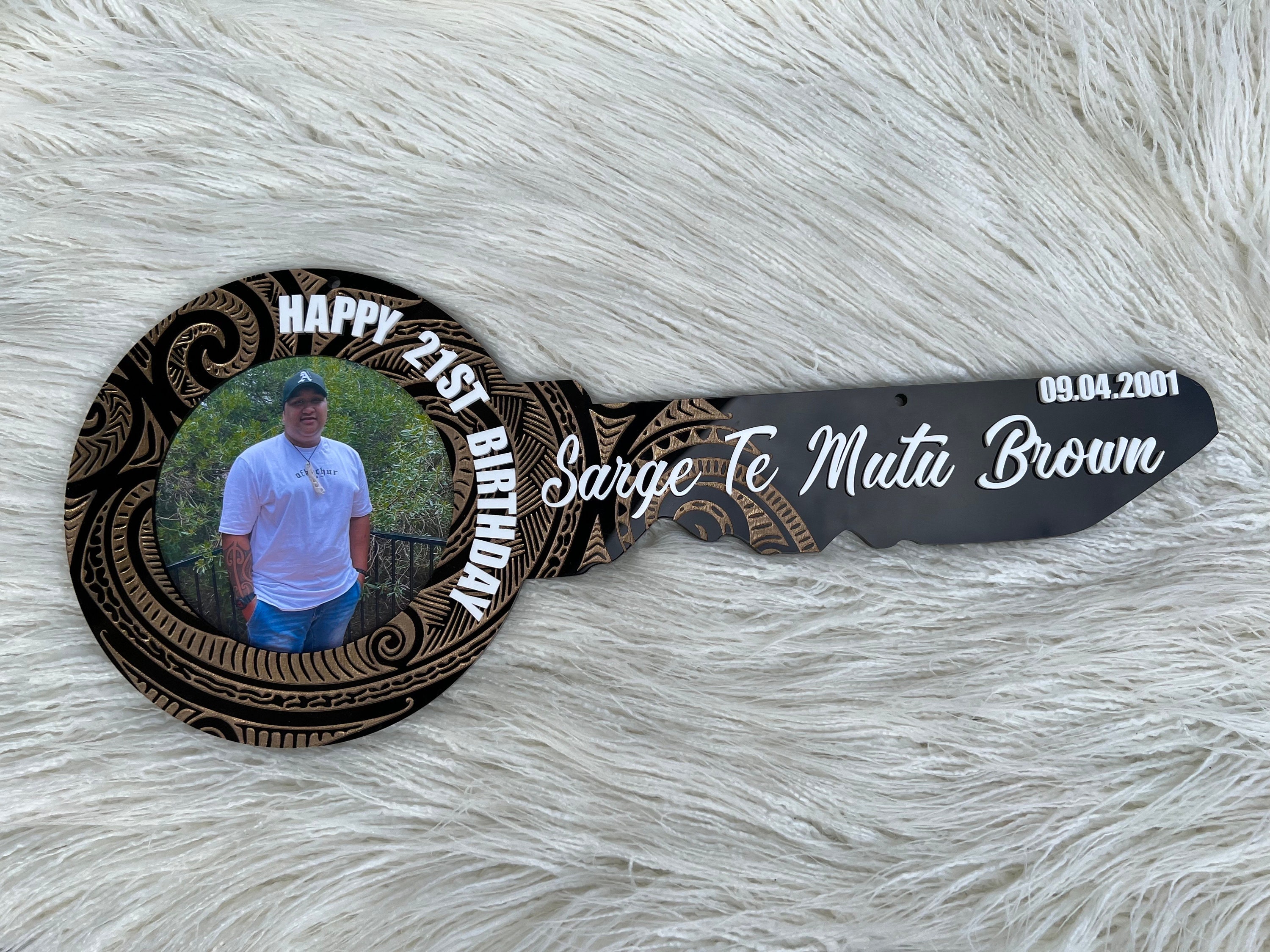 21st Key, Birthday Key, Photo Birthday Key, Wooden Key, Māori 21st Key ...