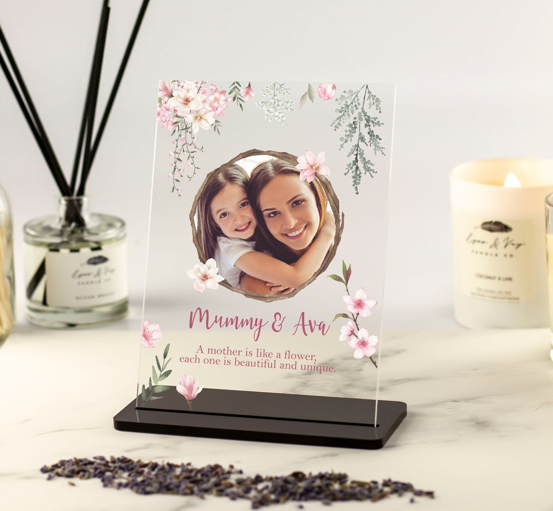 Personalised Mum Gift, Photo Print With Floral Design- Mother and ...