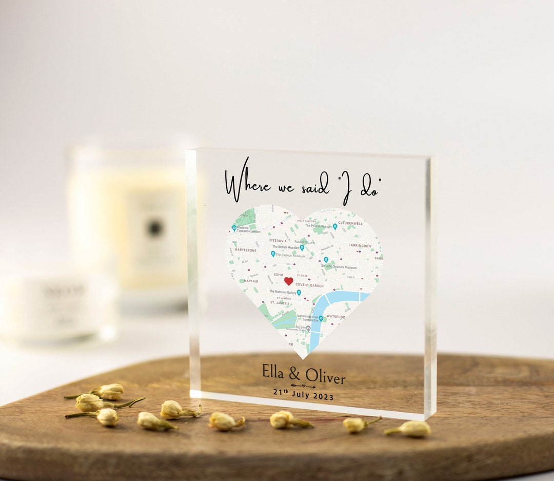 Wedding Gift for Couple, Map Print of Wedding Venue, Personalised ...