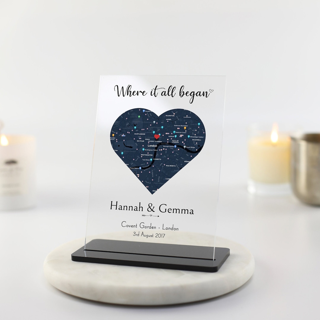Where We Met Map Gift, Our First Date, Personalised Anniversary Gifts ...