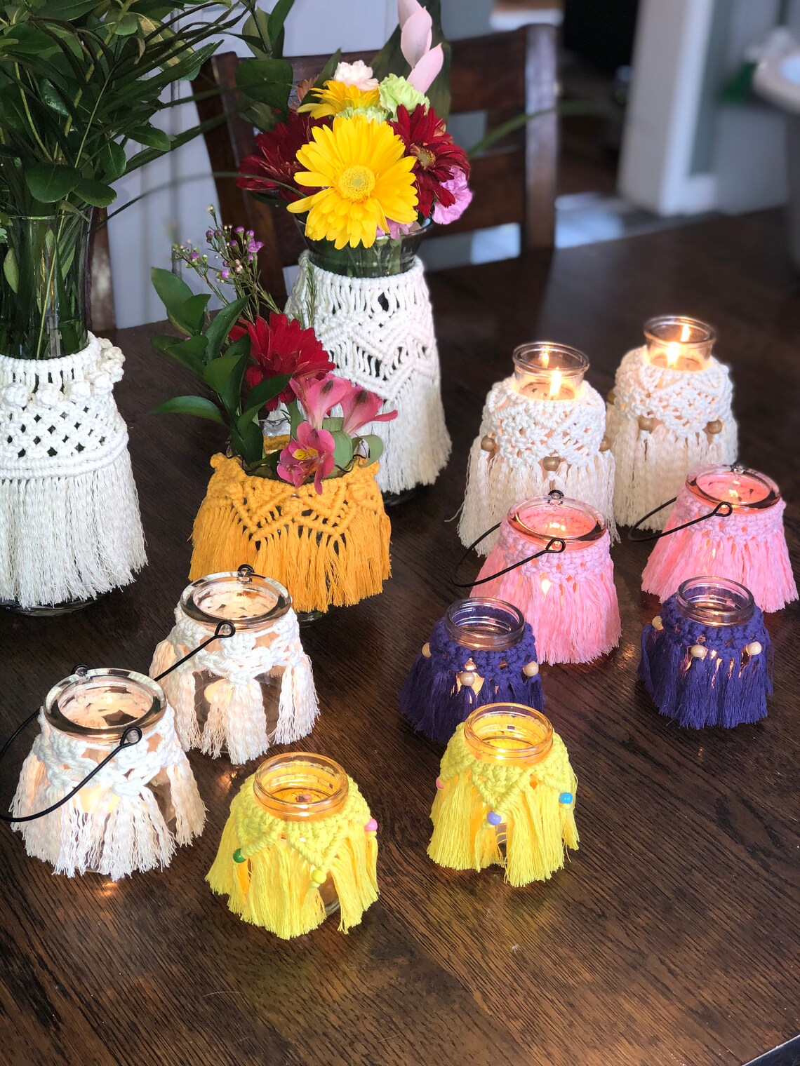 Macrame Candle Holders | Etsy