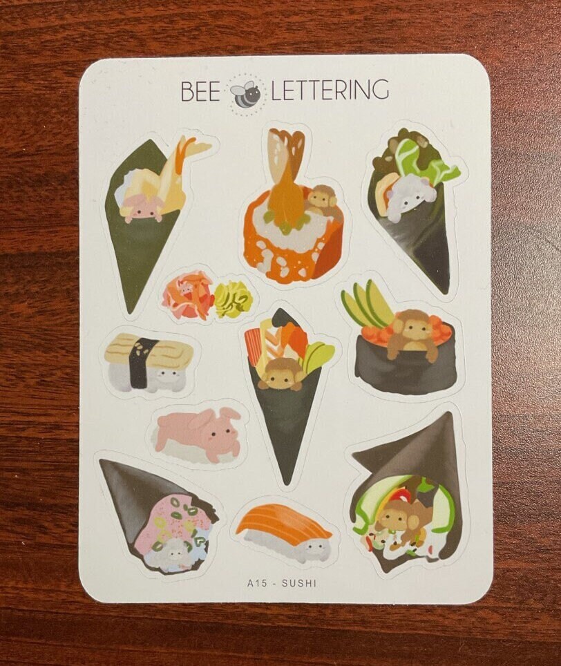 Sushi Bunny Sheep Monkey Sushi Sticker Sheet Deco Stickers Bujo ...