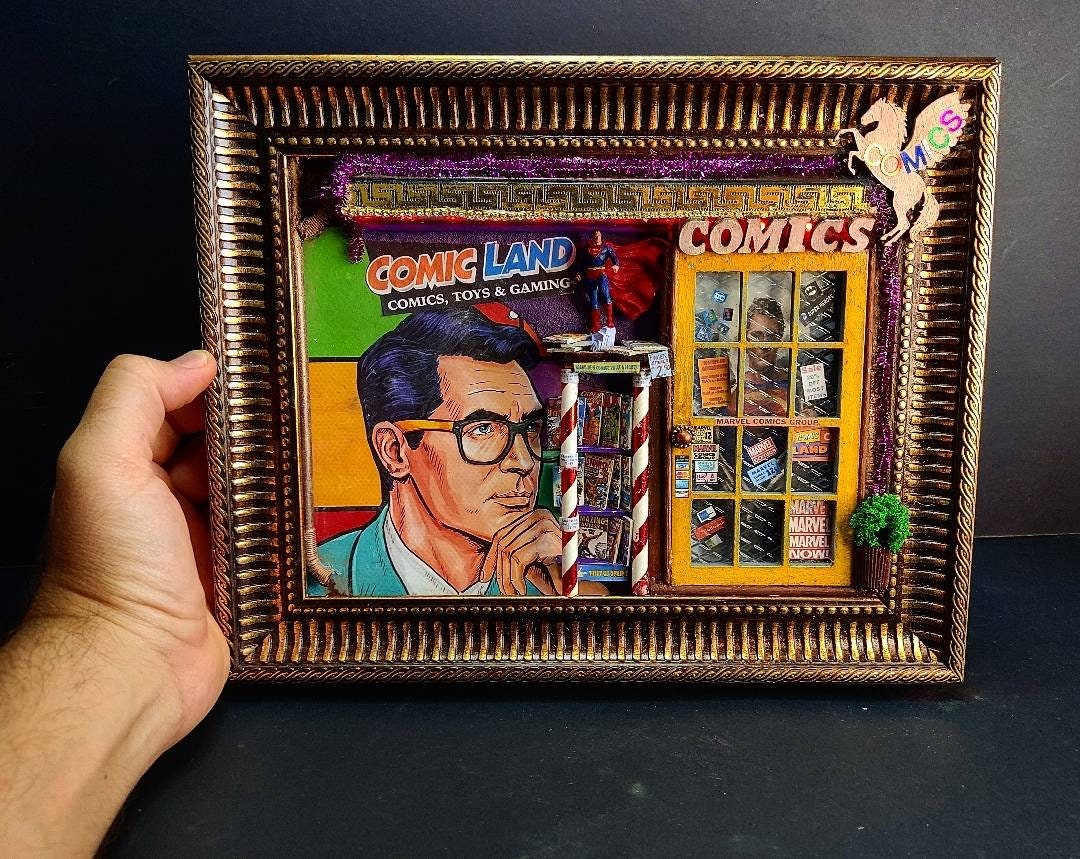 Maqueta de diorama realista de la tienda de cómics de la ciudad de ...