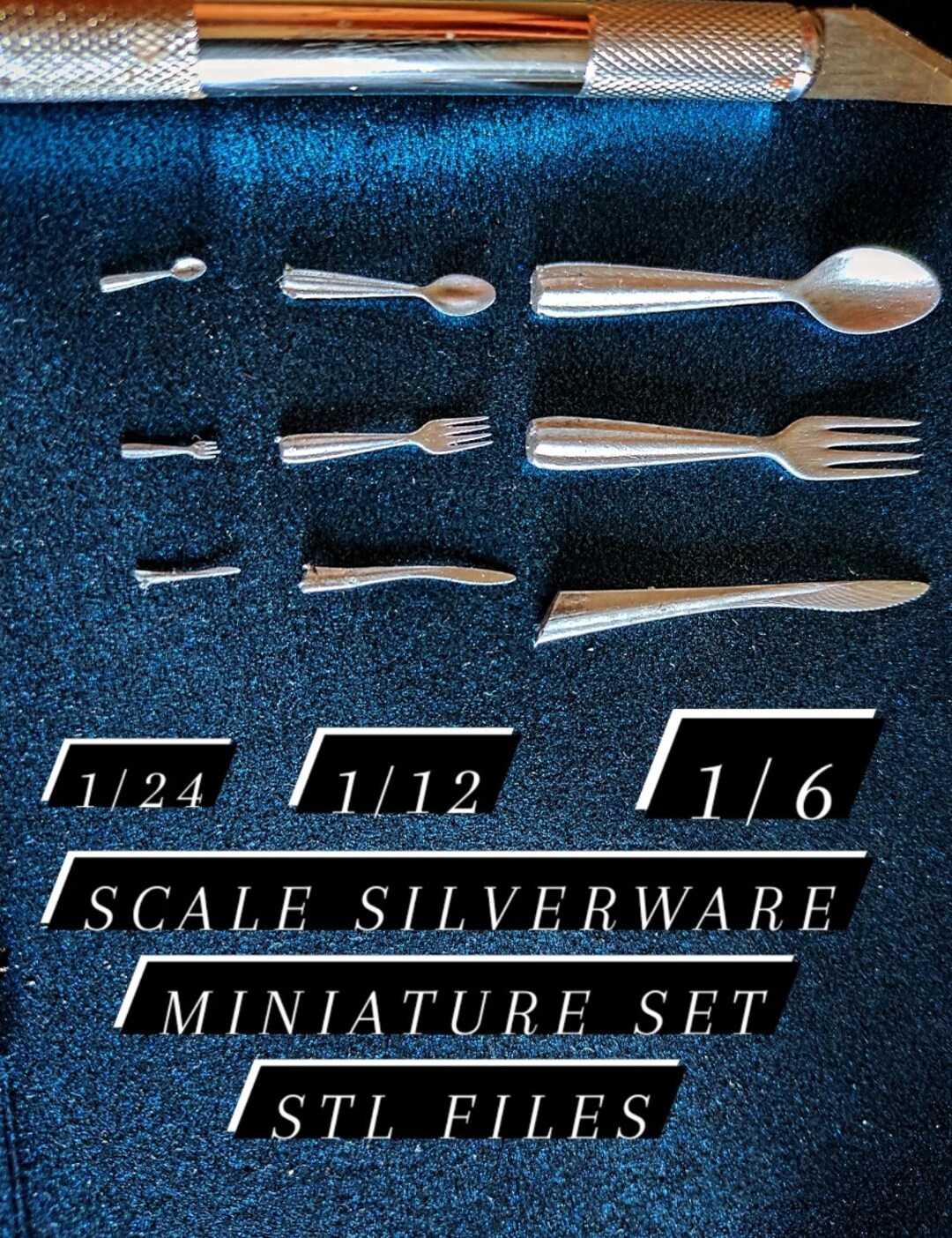 1/6 1/12 1/24 Scale Silverware Miniature Spoon, Fork and Knife Set STL ...