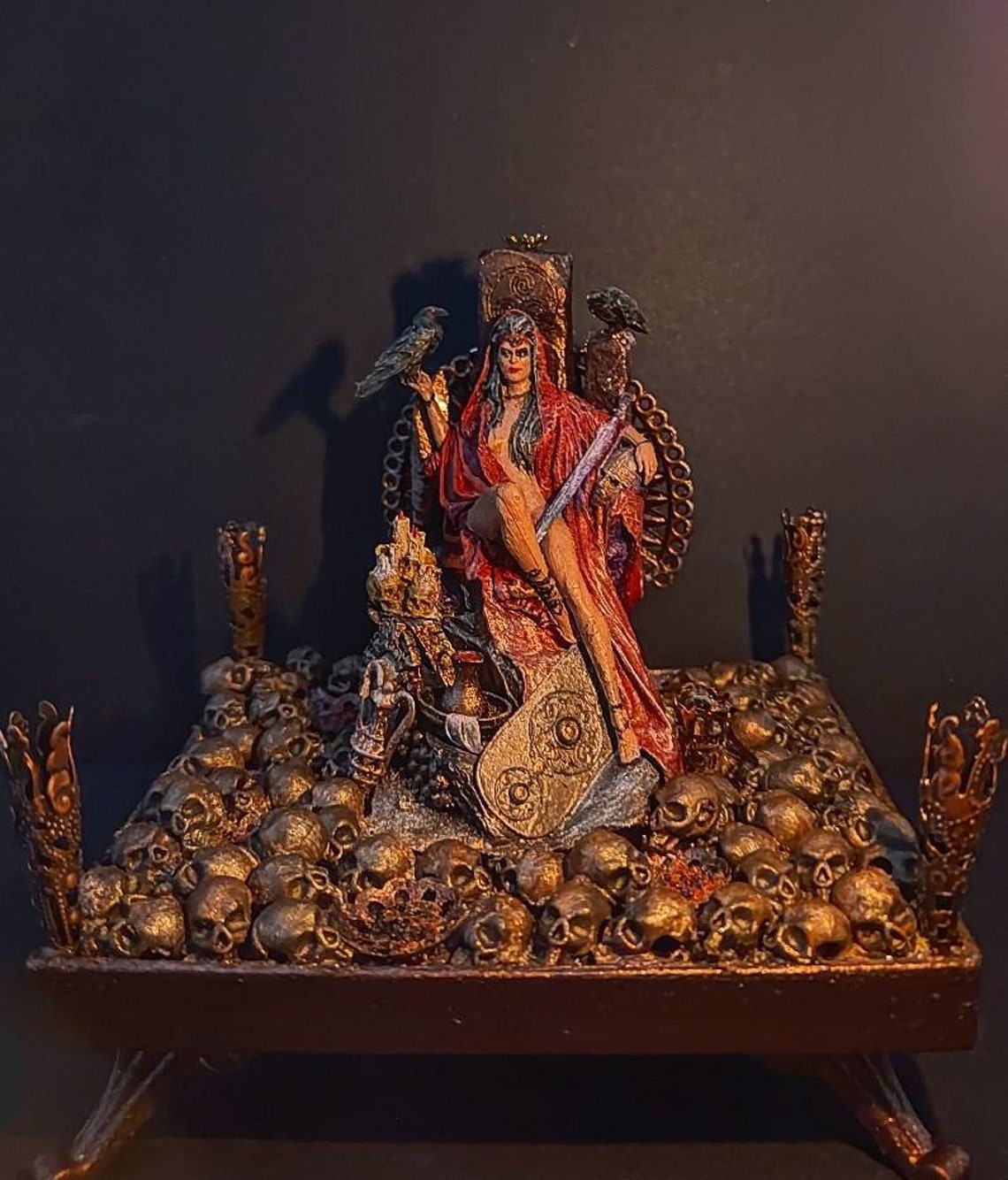 Scary Creepy Horror Art Witch With Skulls Miniature Diorama - Etsy