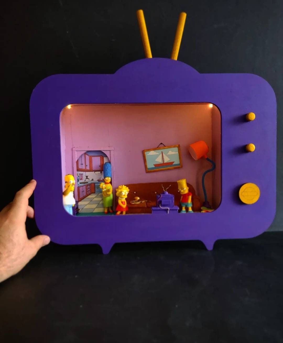 Simpsons Tv Wooden Box Dollhouse Handmade Diorama Wooden Shadow Box ...
