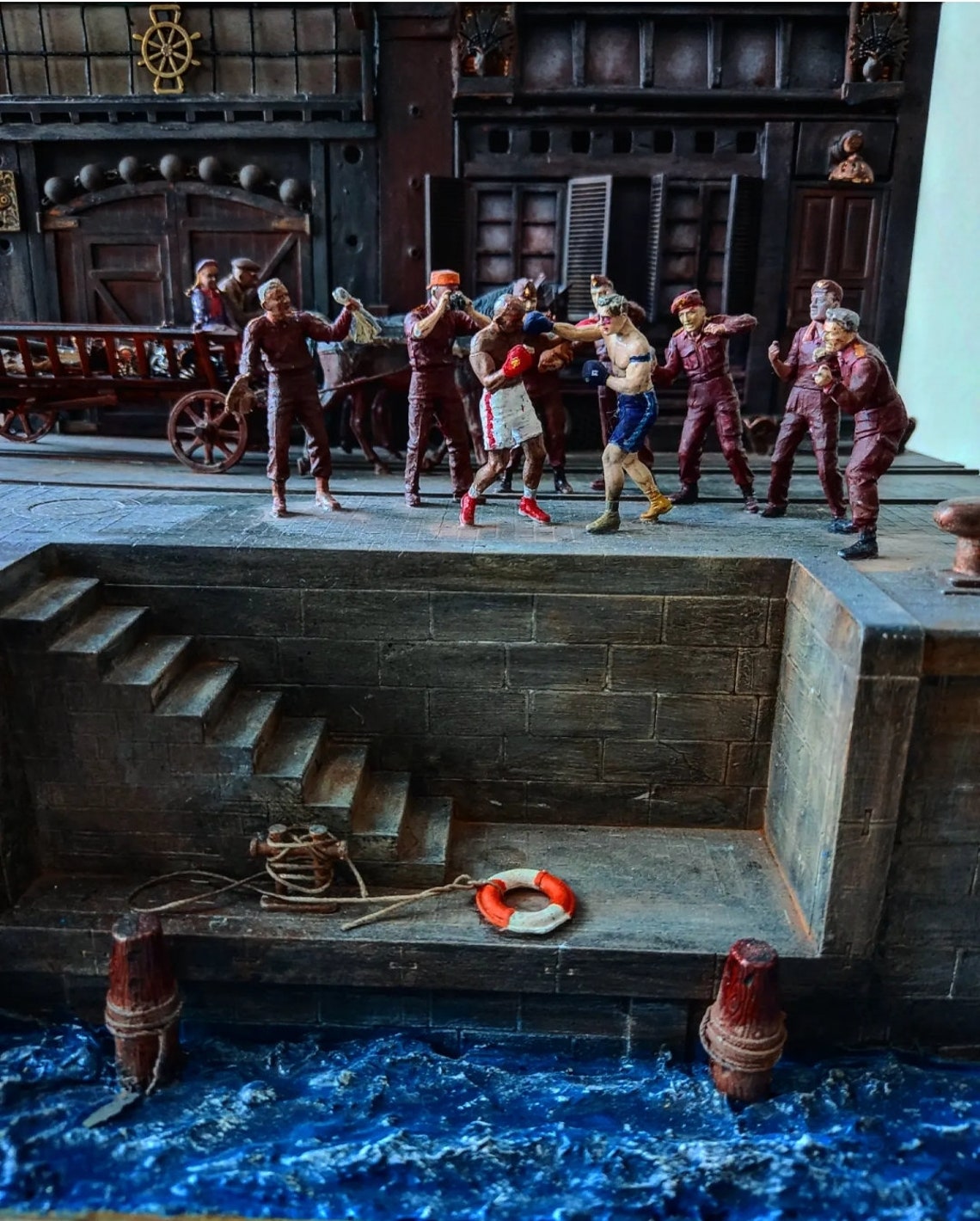The Old Dock Diorama With Full of Figures Wooden Wood Art, Hand Made ...