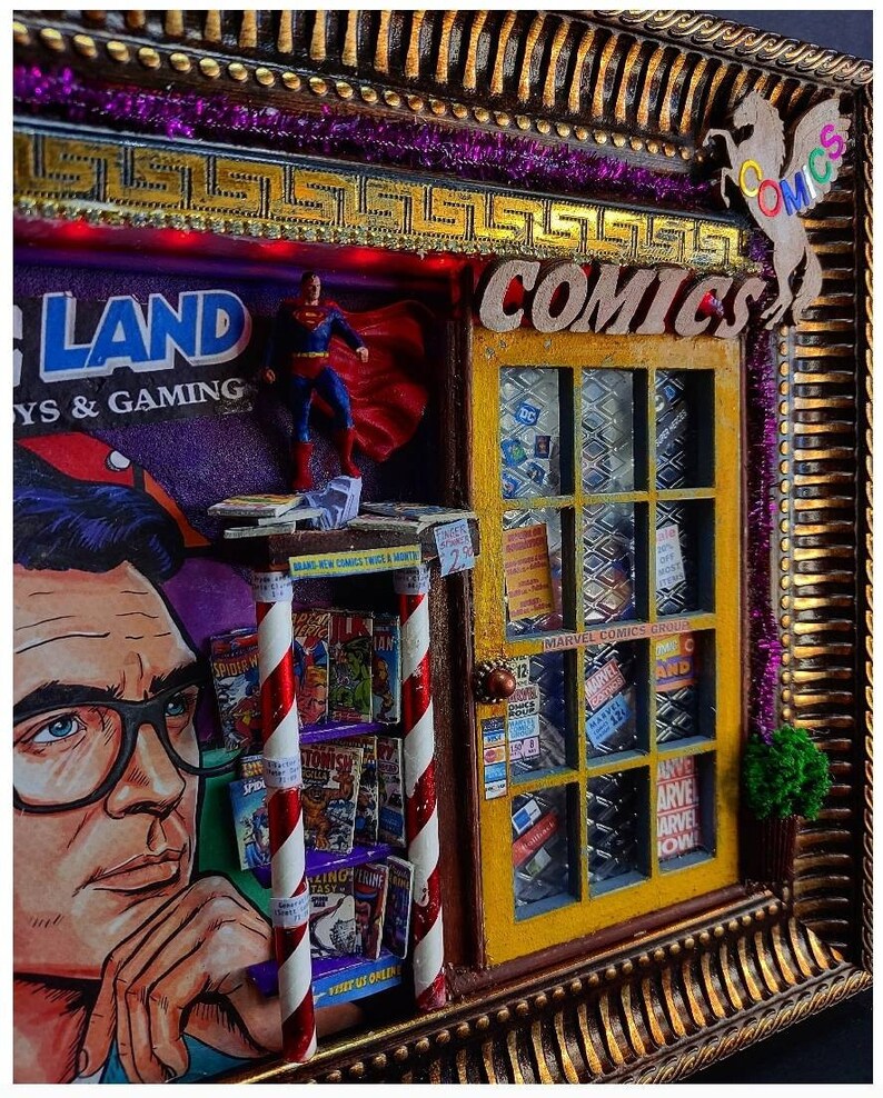 Maqueta de diorama realista de la tienda de cómics de la ciudad de ...