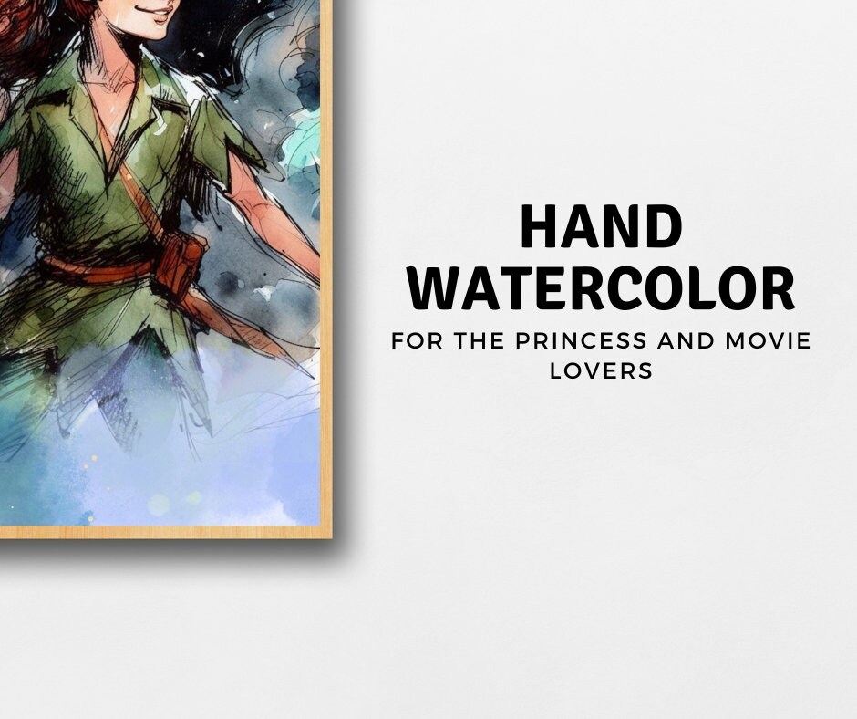Peter Pan and Wendy Wall Art, Watercolor Instant Download - Etsy