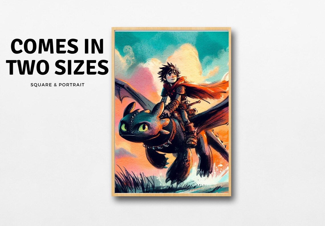 Toothless and Hiccup Wall Art, Instant Download, Watercolor Art - Etsy