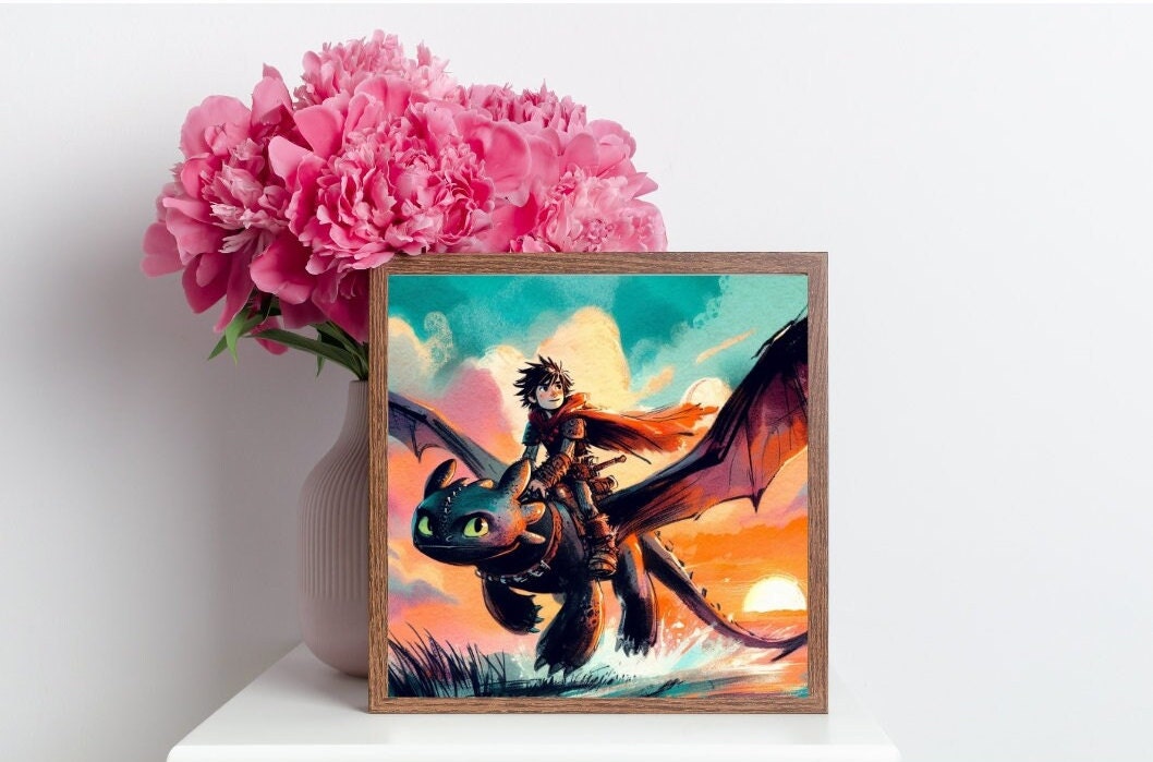 Toothless and Hiccup Wall Art, Instant Download, Watercolor Art - Etsy