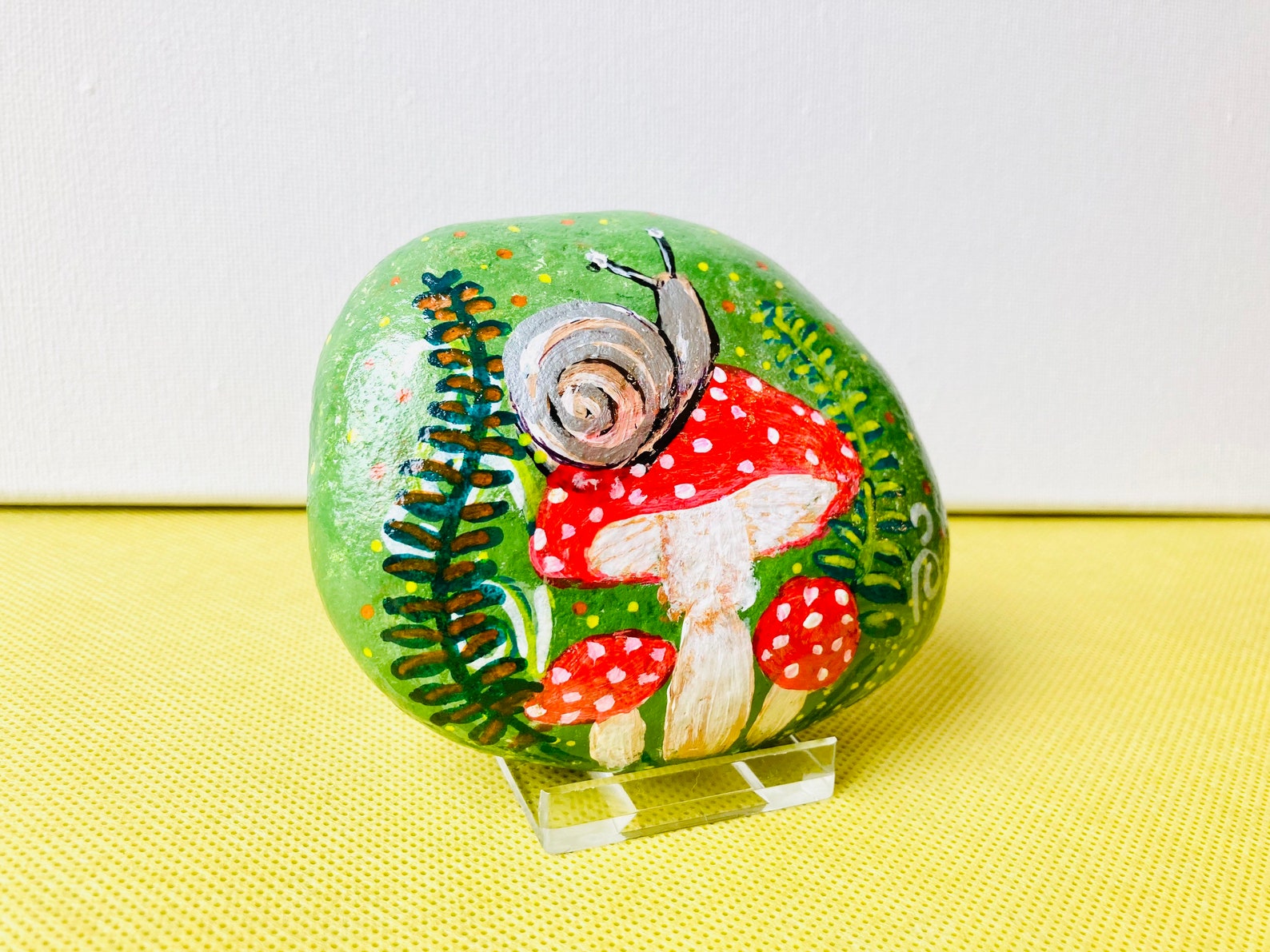Painted Stone, Rock Painting, Cottagecore Gift for Him, Snail on a ...