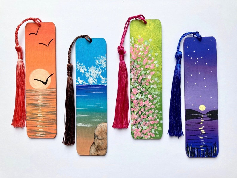 Personalised Bookmarks Set, Hand Painted Bookmarks, Unique Bookmark for ...