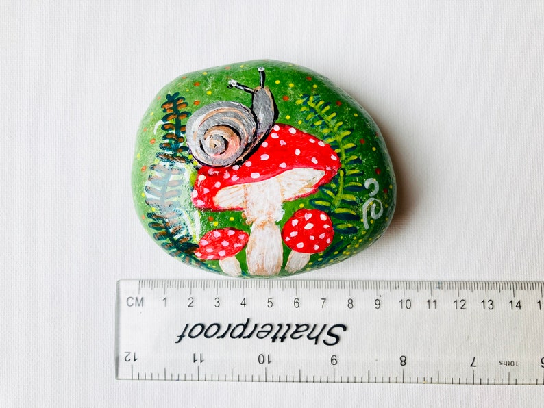 Painted Stone, Rock Painting, Cottagecore Gift for Him, Snail on a ...