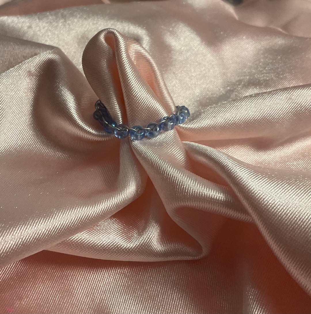 Blue Iridescent Beaded Ring Aesthetic Jewelry Trendy Jewelry Beaded ...