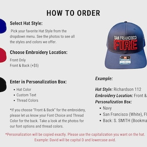Custom Fire Department Hat, Embroidered Firefighter Hat, First ...