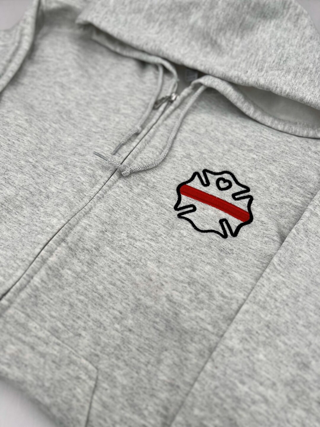 Embroidered Thin Red Line Maltese Cross Sweatshirt With Heart ...