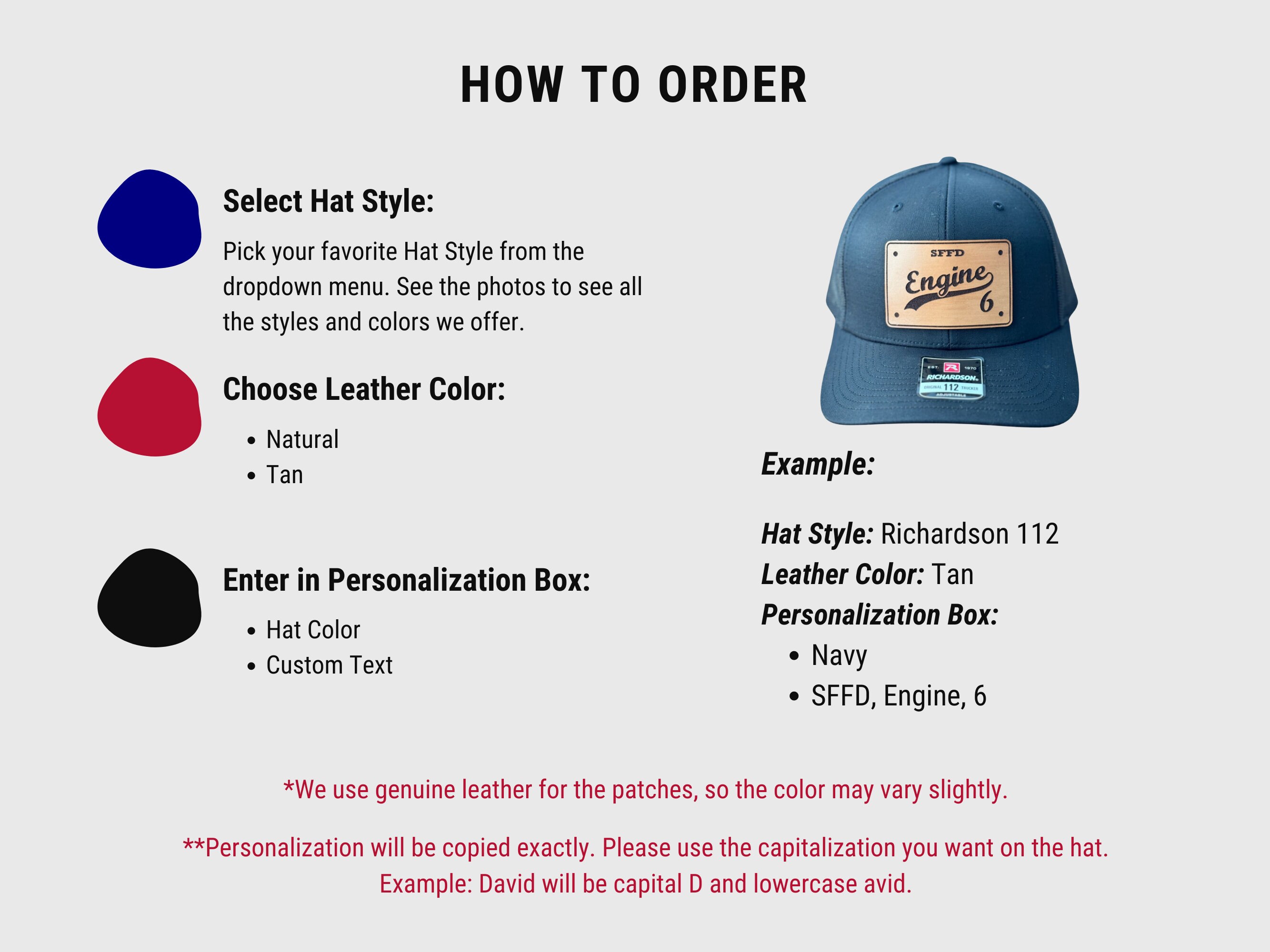 Custom Fire Department License Plate Hat, Firefighter Leather Patch Hat ...