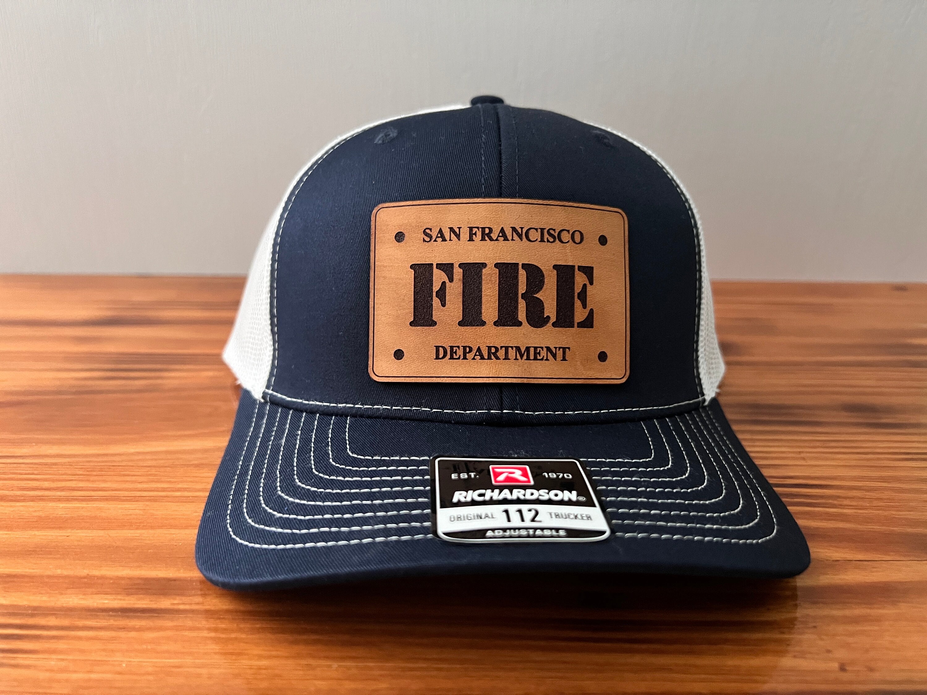 Fire Department Hat, Firefighter Patch Hat, Custom Leather Patch Hat ...