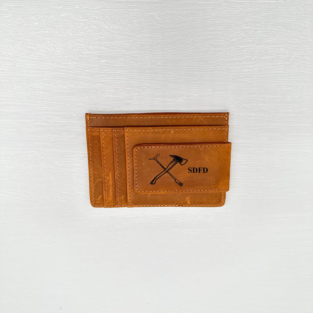 Custom Leather Money Clip With Crossed Halligan and Axe - Etsy