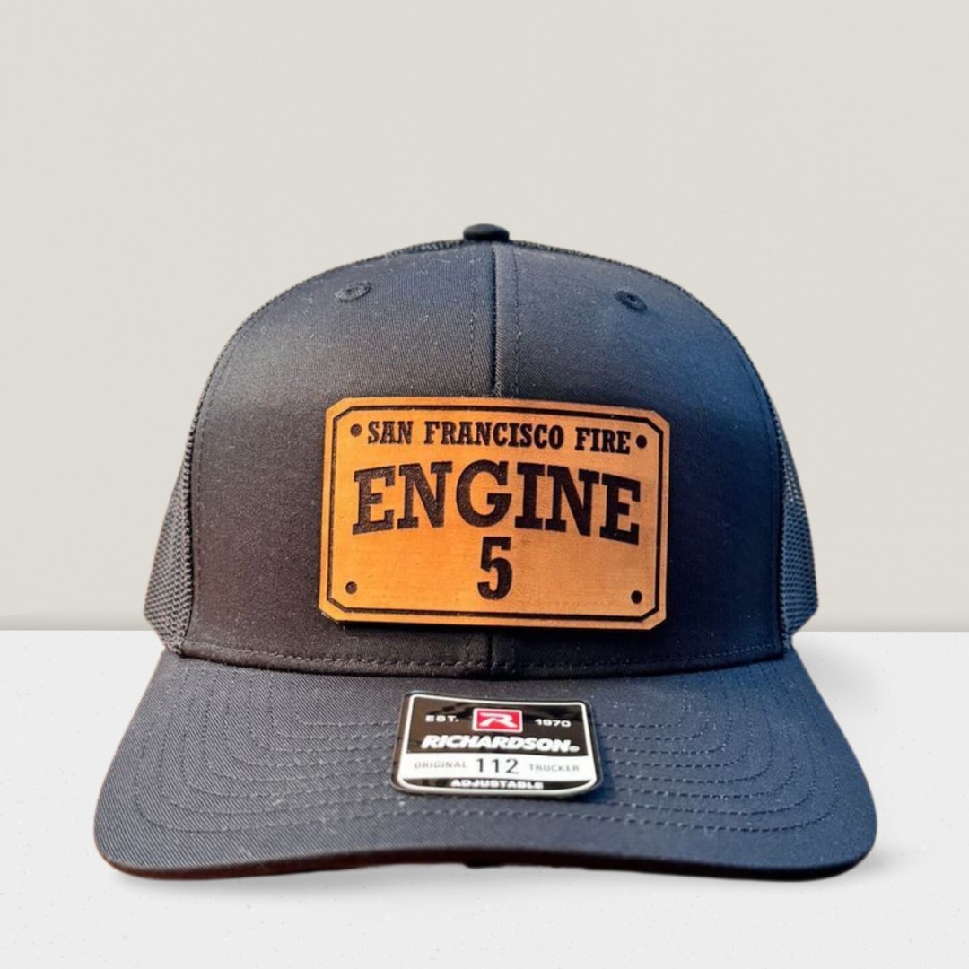 Fire Department Leather Patch Hat, Firefighter FD Hat, Fire Dept ...
