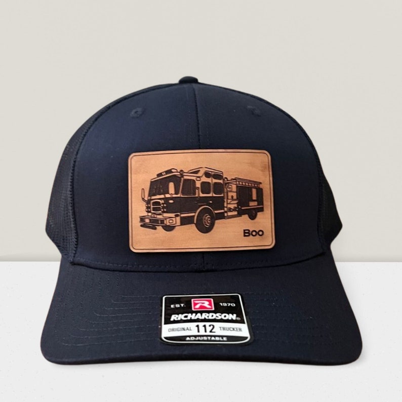 Fire Department Leather Patch Hat, Custom Firefighter Hat, Fire Dept ...