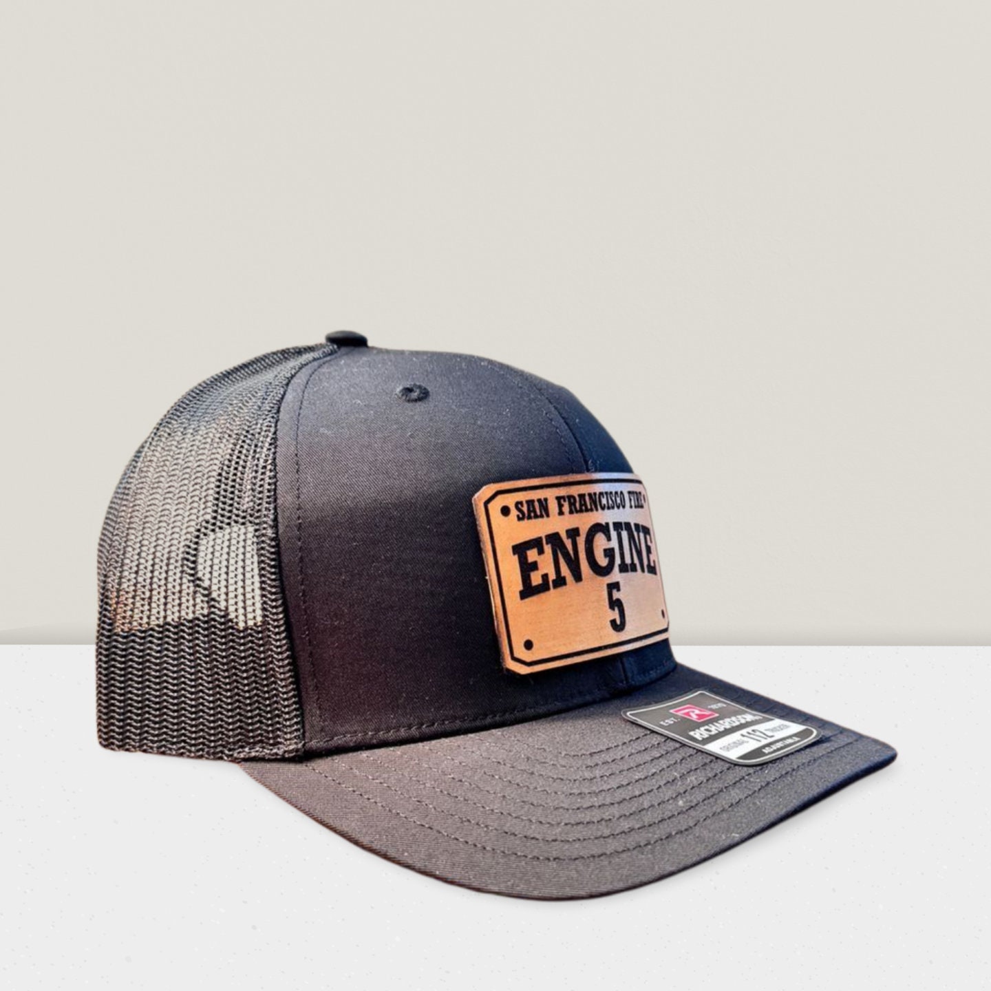 Fire Department Leather Patch Hat, Firefighter FD Hat, Fire Dept ...