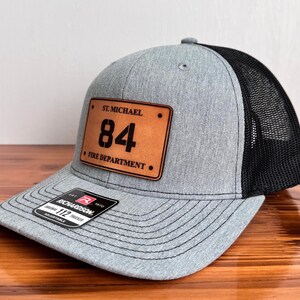 Fire Station Hat, Firefighter Patch Hat, Custom Leather Patch Hat ...