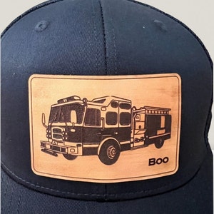 Fire Department Leather Patch Hat, Custom Firefighter Hat, Fire Dept ...