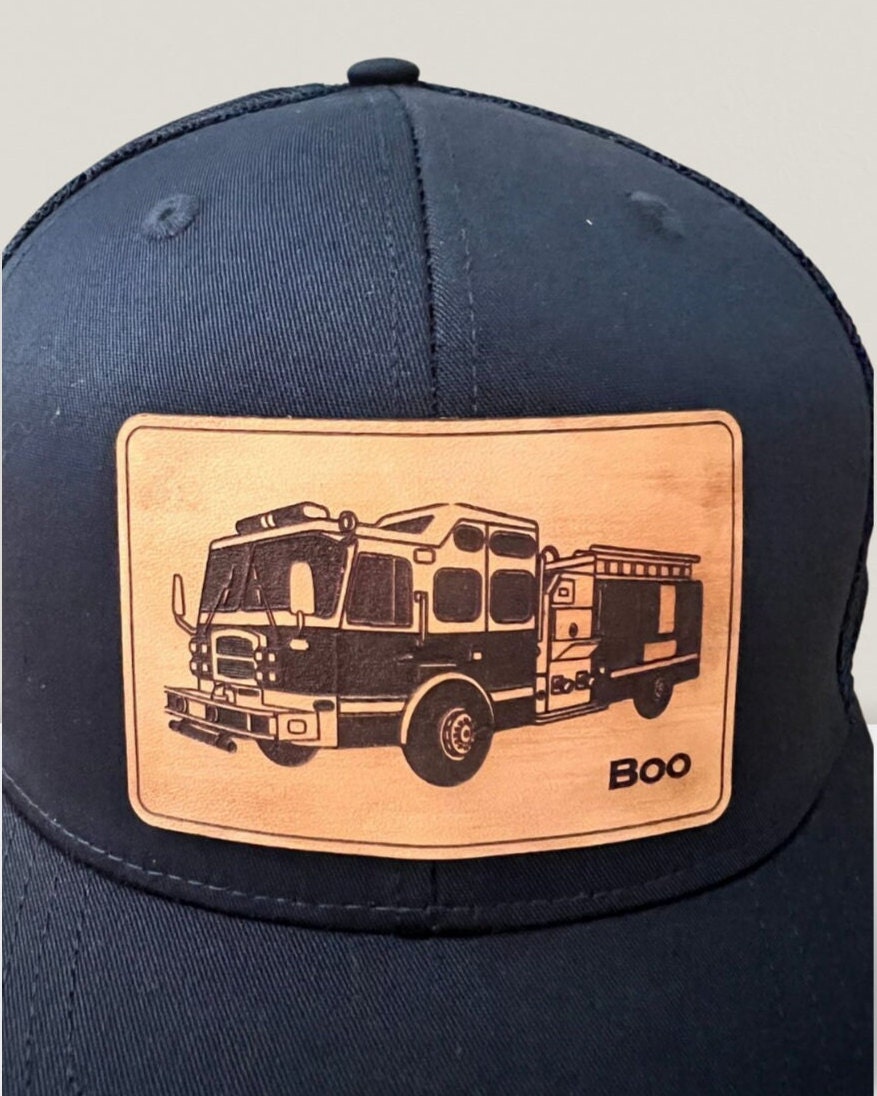 Fire Department Leather Patch Hat, Custom Firefighter Hat, Fire Dept ...