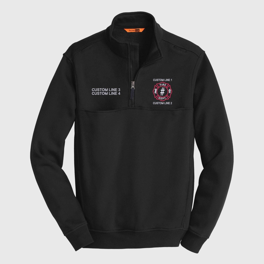 Firefighter Half-zip Pullover Custom Embroidered Sweatshirt Fire ...