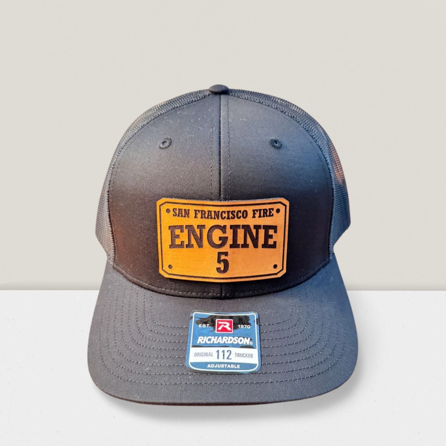 Fire Department Leather Patch Hat, Firefighter FD Hat, Fire Dept ...