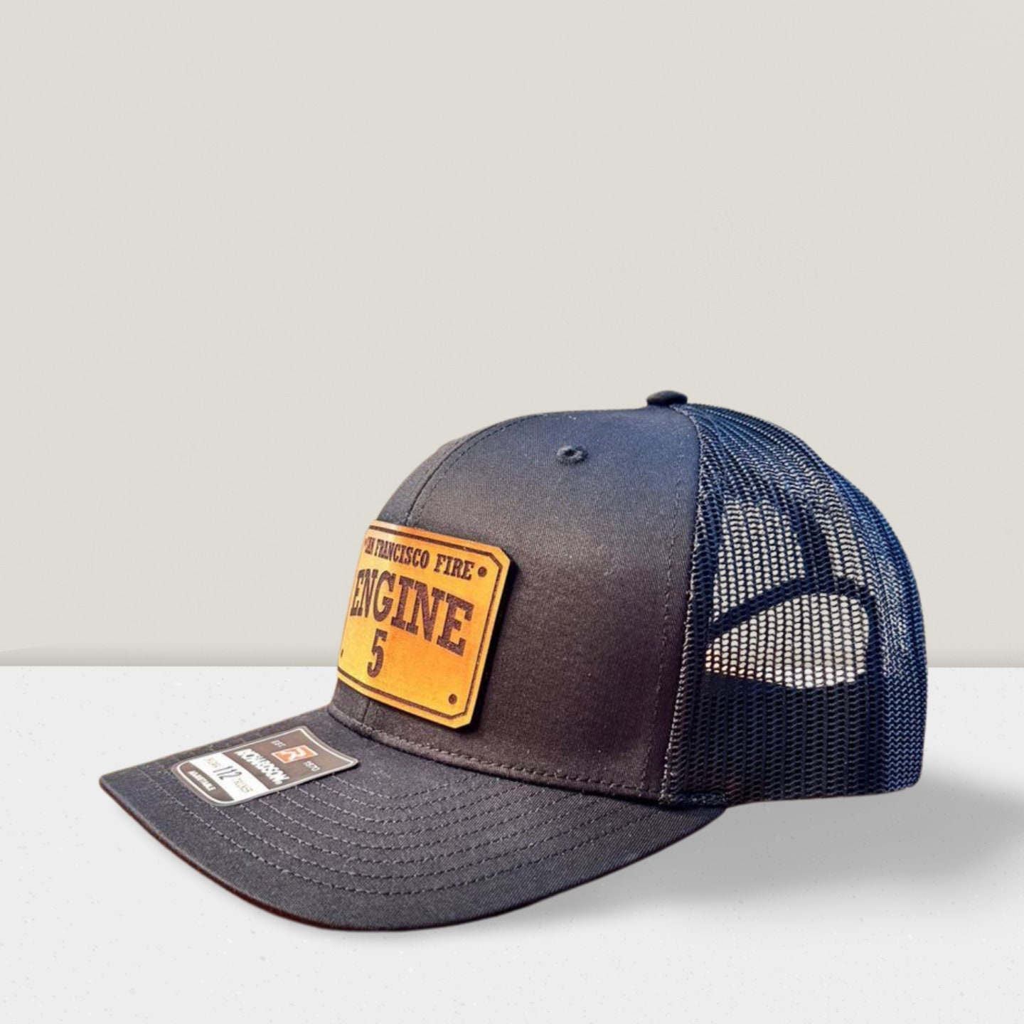 Fire Department Leather Patch Hat, Firefighter FD Hat, Fire Dept ...