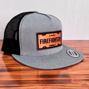 Personalized Firefighter Hat Custom Fire Department Leather Patch First ...