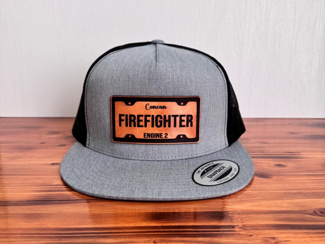 Personalized Firefighter Hat Custom Fire Department Leather Patch First ...