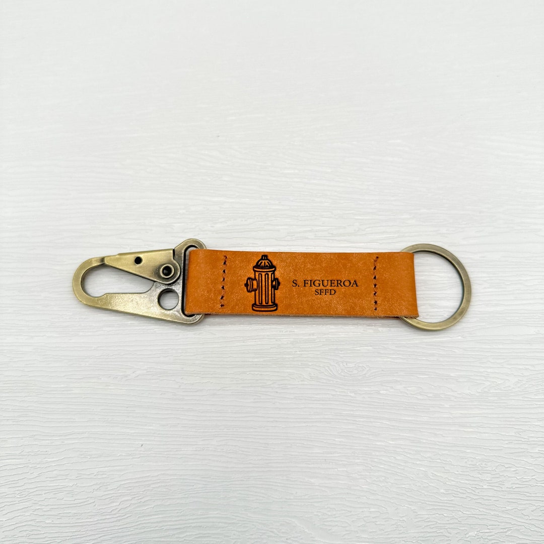 Custom Leather Keychain Fire Hydrant Design Engraved - Etsy