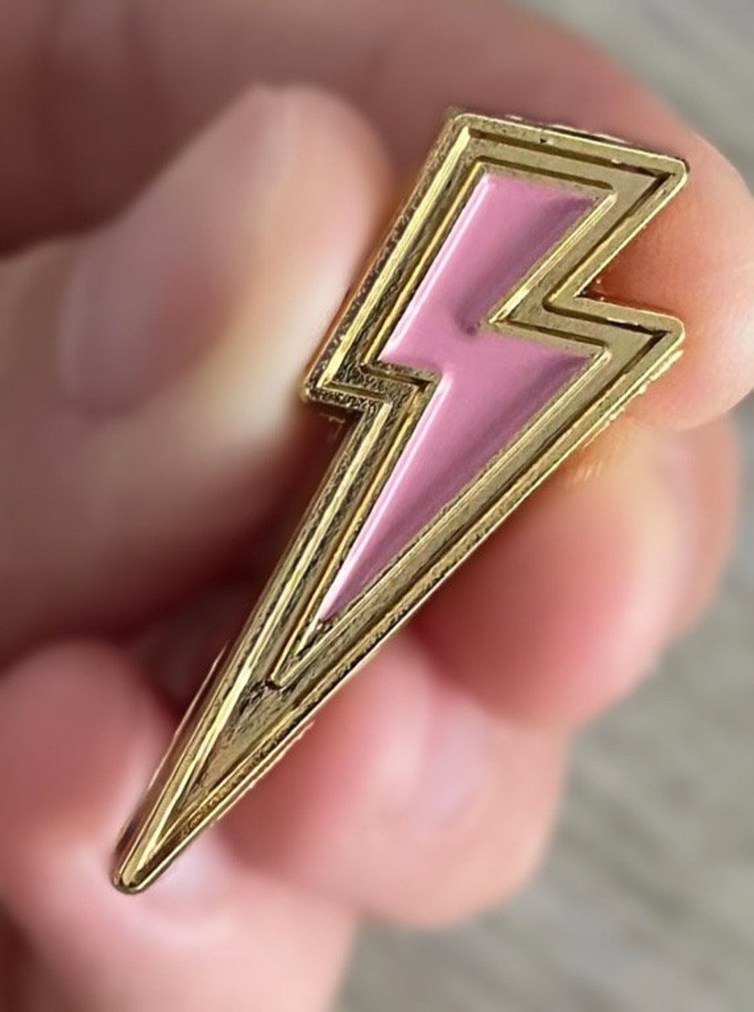 Lightening Bolt Badge Gold Metal Flash Pin Badge Large Metal Flash in ...