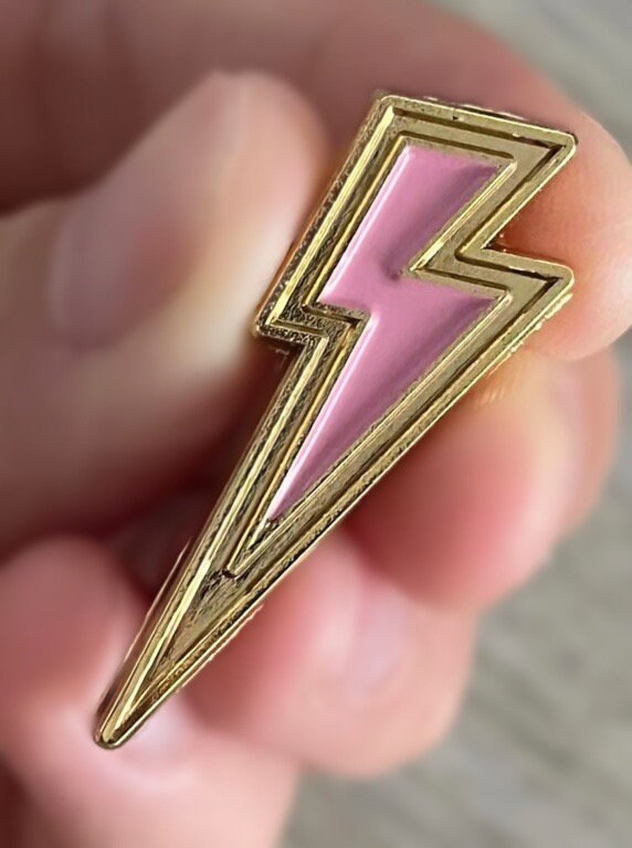 Lightening Bolt Badge Gold Metal Flash Pin Badge Large Metal - Etsy