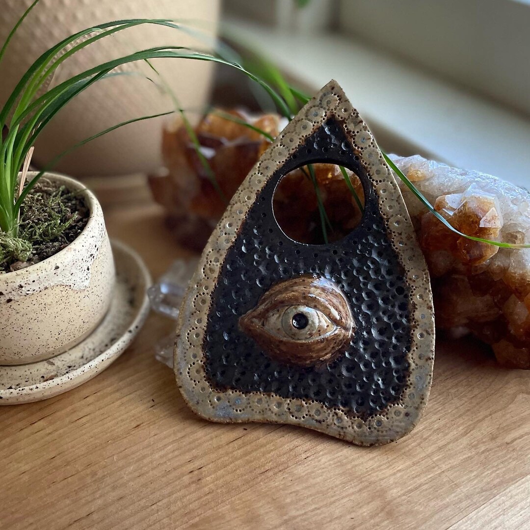 Ouija Eye Planchette Handmade Ceramic Art - Pottery Goth Pagan Wiccan ...