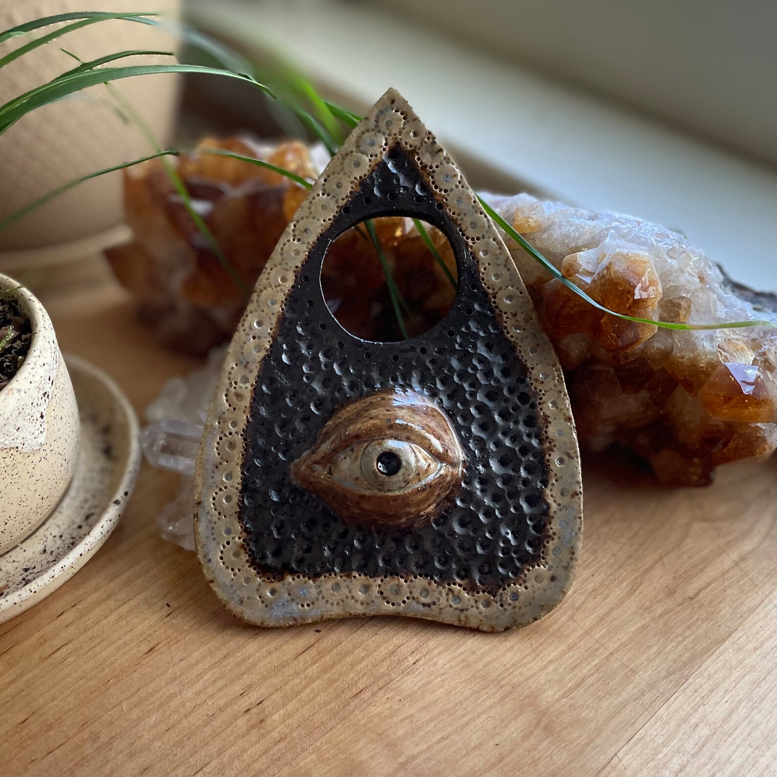 Ouija Eye Planchette Handmade Ceramic Art - Pottery Goth Pagan Wiccan ...