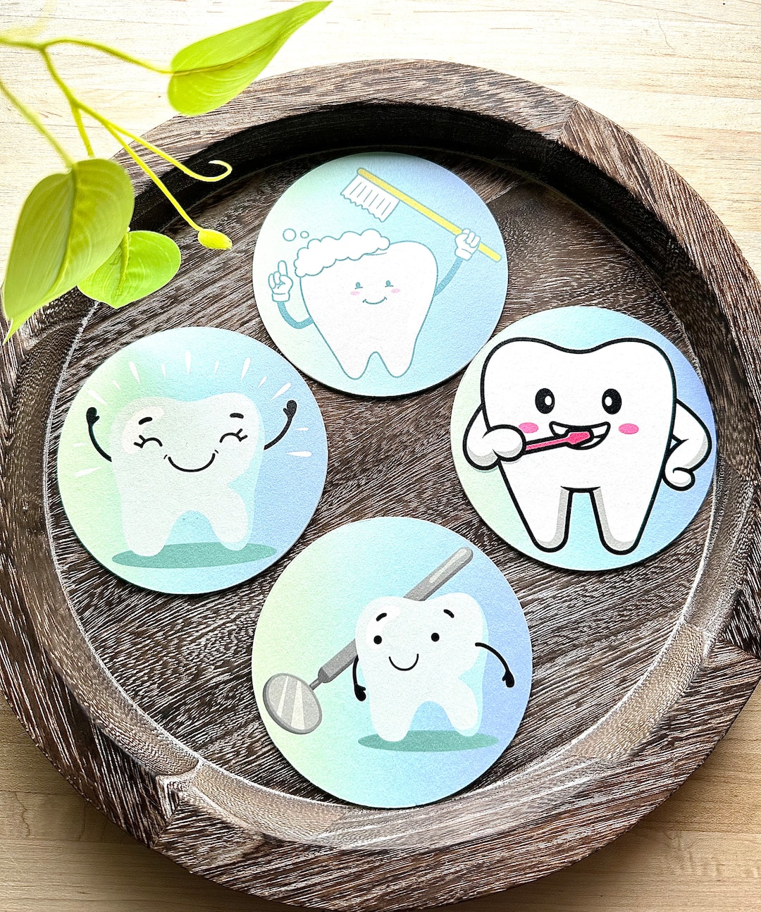 Disposable Paper Dental Coaster Pack of 4, Includes Matching Stickers ...