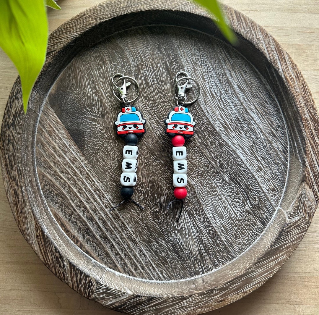EMS Keychain, Ambulance Silicone Beads, Gift for Paramedic, Emergency ...