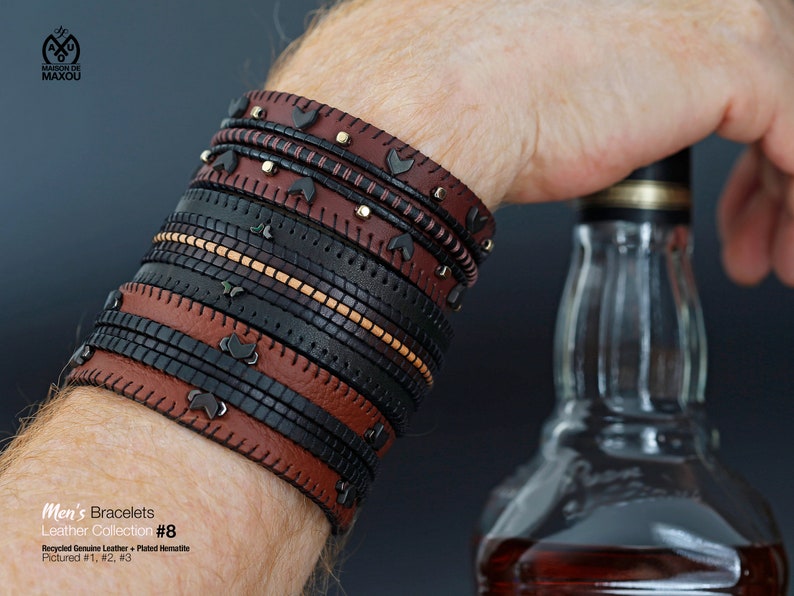 Mdm Premium Leather Collection #8 – Leather Bracelets for Men - Etsy