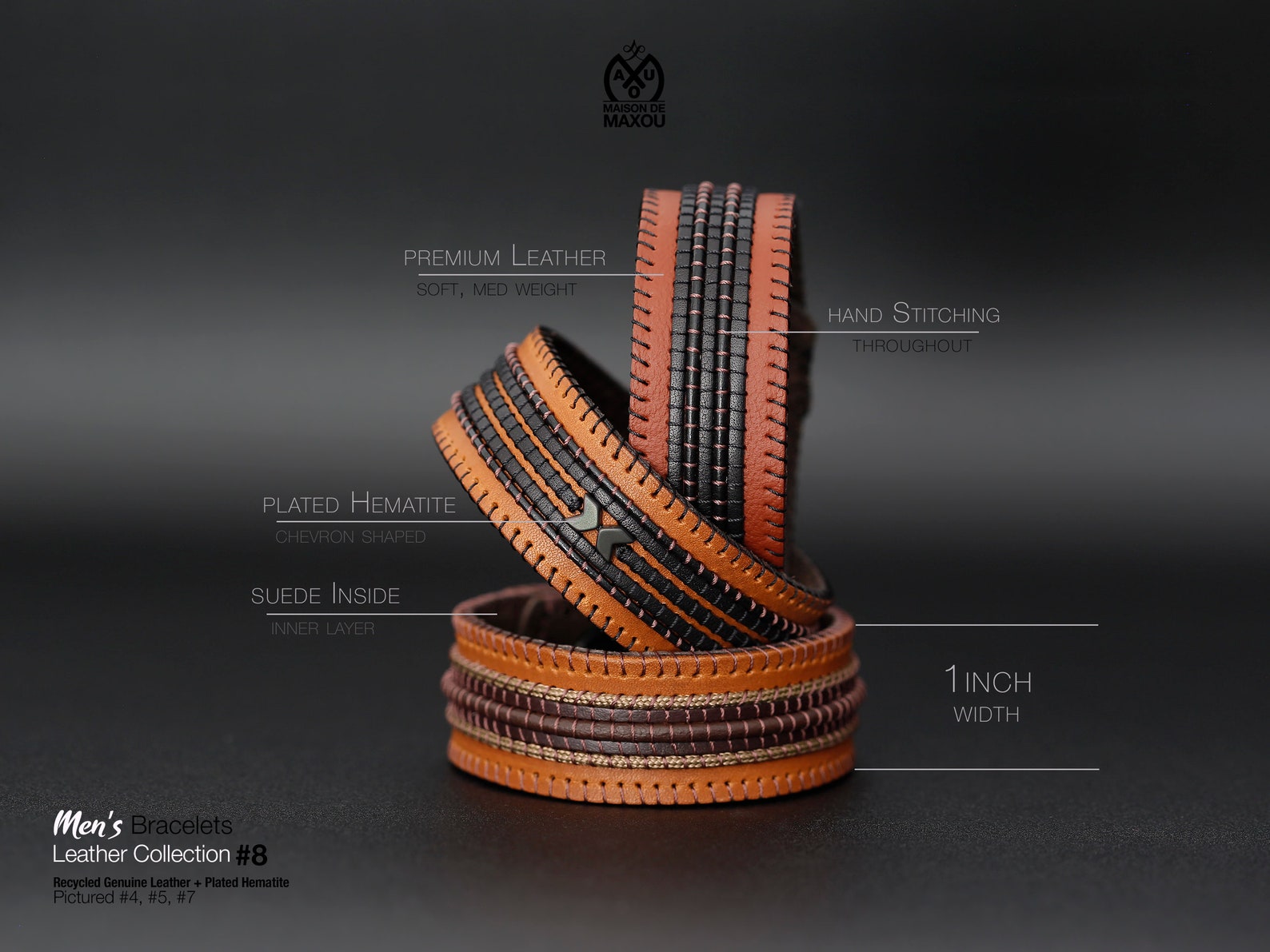 Mdm Premium Leather Collection #8 – Leather Bracelets for Men - Etsy
