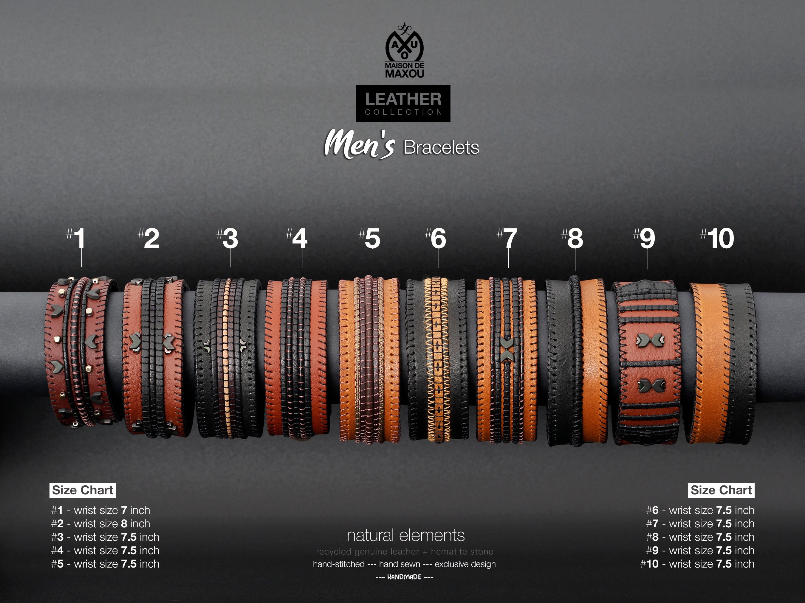 Mdm Premium Leather Collection 8 Leather Bracelets for Men - Etsy