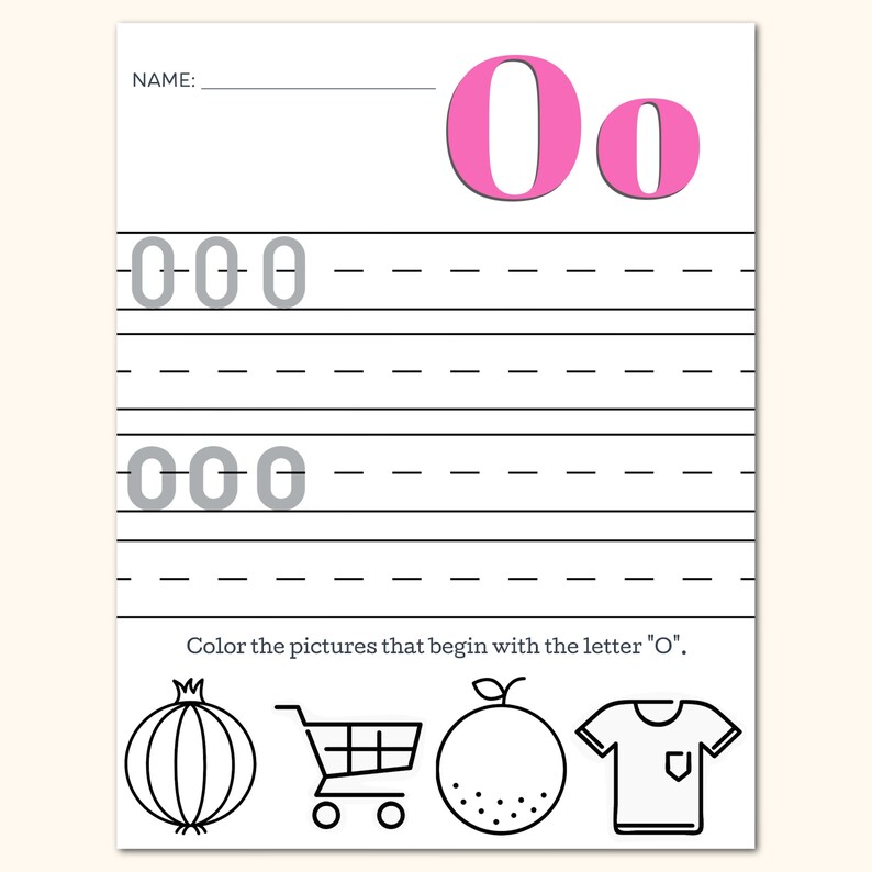 Printable Letter o Practice Worksheet | Etsy