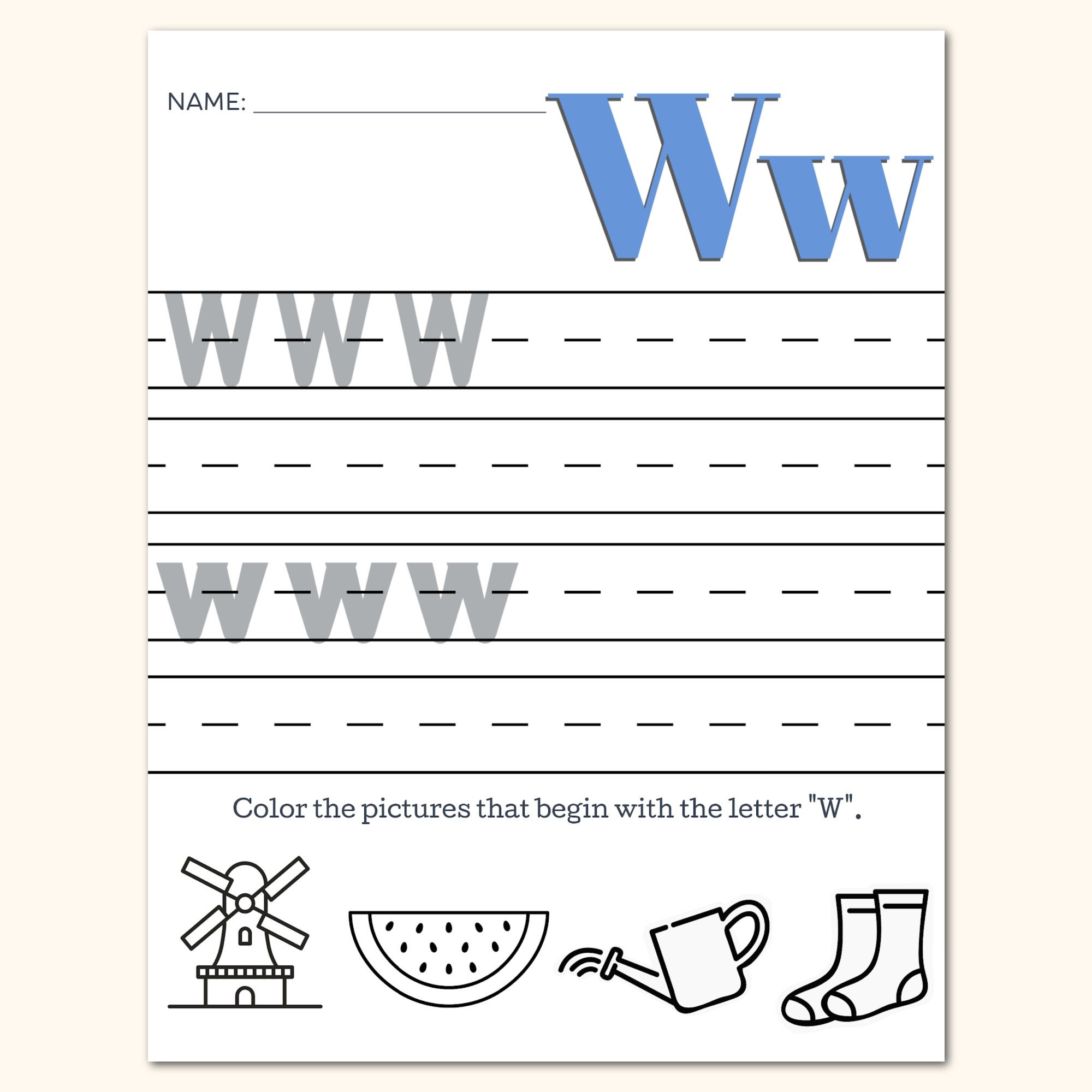 W Printable Worksheet