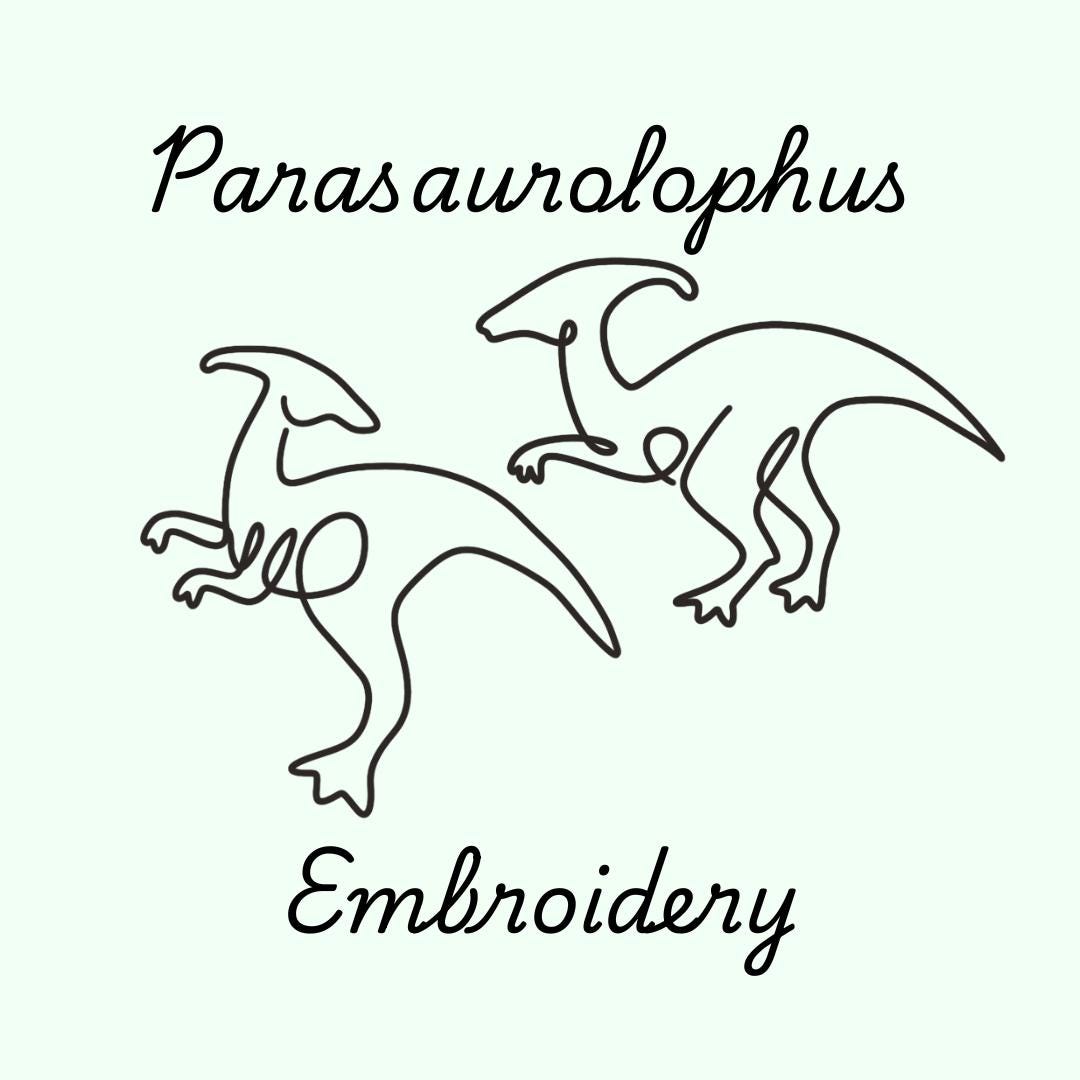 Parasaurolophus Embroidery, Dinosaur Embroidery, Simple Embroidery ...